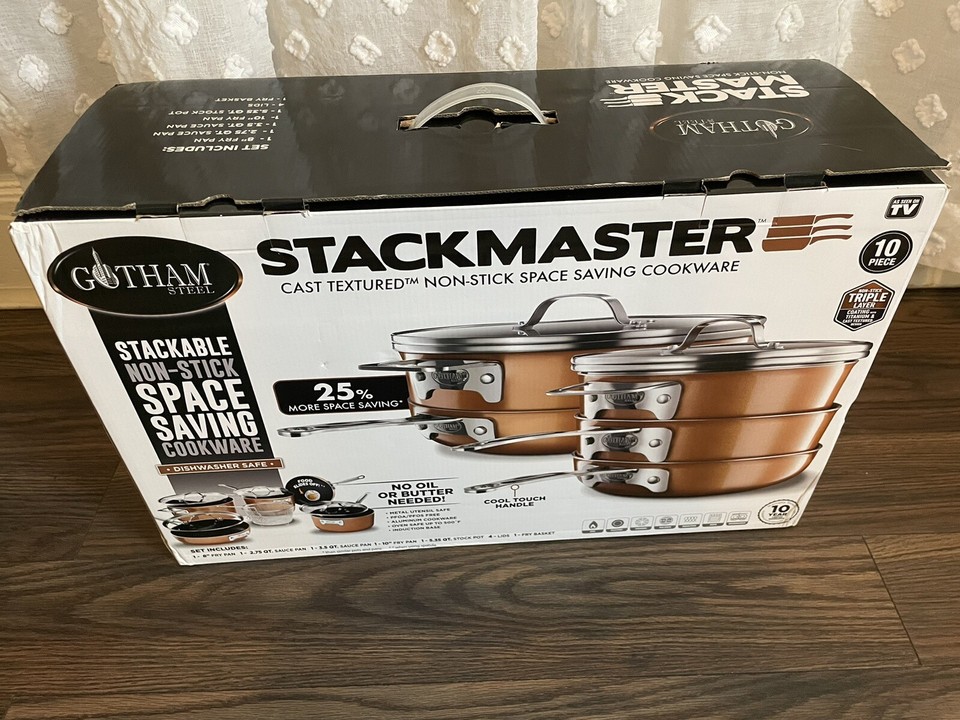 Gotham Steel StackMaster 10-pc. Aluminum Ultra-Nonstick Cookware Set | eBay