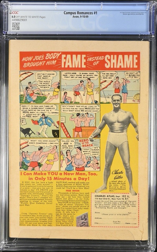 CAMPUS ROMANCES #1 CGC 6.0 - Very Rare 1949 Avon - Beautiful Painted ...