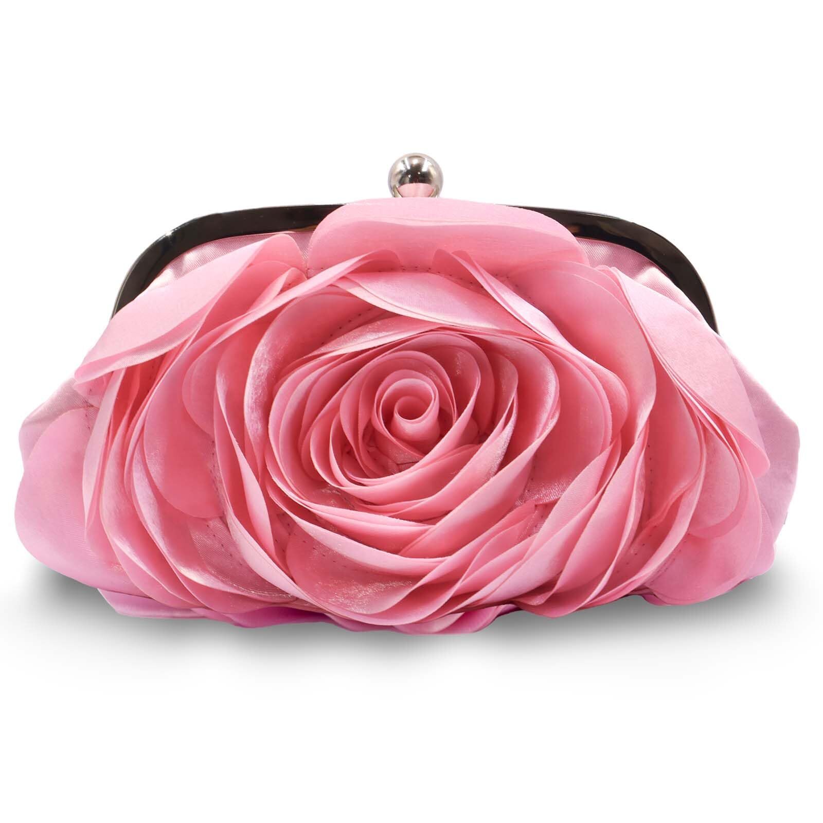 Mini Women Rose Clutch Bags Evening Handbag with Detachable Chain ...