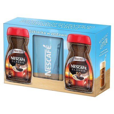 Nescafe CLASSIC GIFT SET - Instant Coffee & GLASS - 2 x 100g / 7.05oz ...