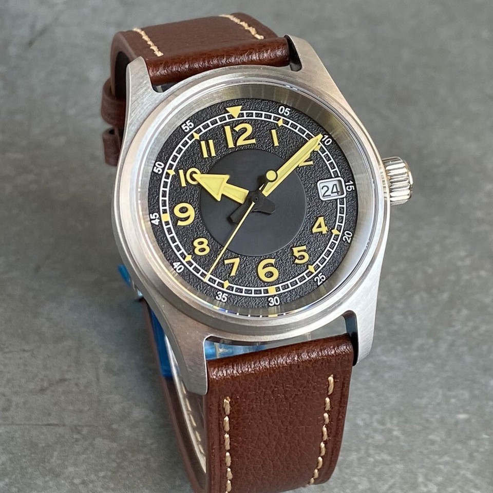 Super Lume 36MM Field Dial Yellow Marker NH35 200M Diver Mechanical ...