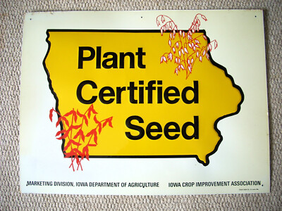 Original Vintage NOS Embossed Iowa Certified Seed Sign Seed Feed Farm ...