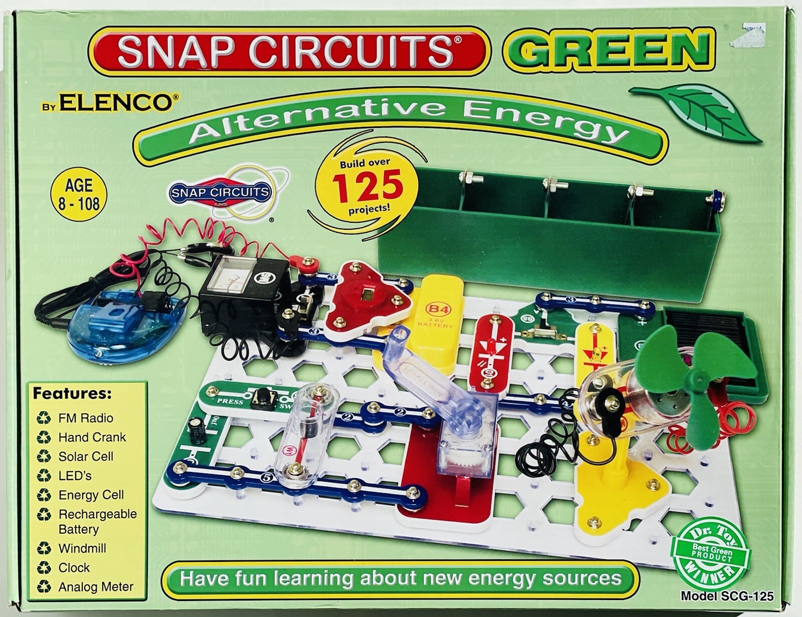 Snap Circuits SCG-125 Green Alternative Energy STEM Electronics Elenco ...