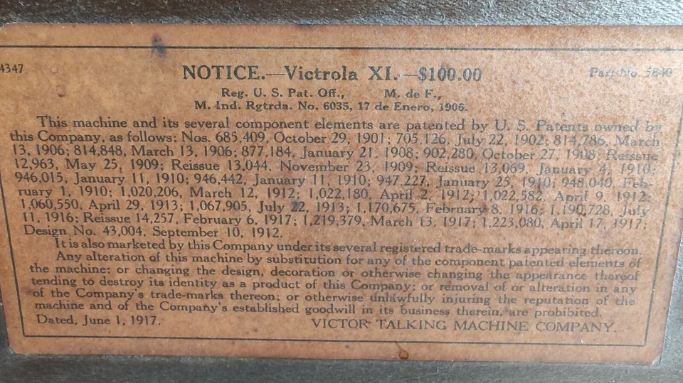 VICTOR VICTROLA 1917 RCA TALKING MACHINE ANTIQUE CLASSIC RARE VV-XI ...