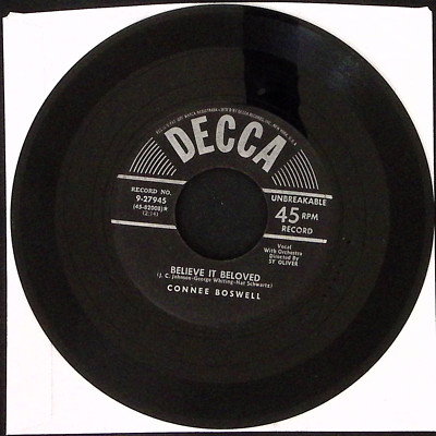 CONNEE BOSWELL BEGIN THE BEGUINE/BELIEVE IT BELOVED DECCA REC VINYL 45 ...