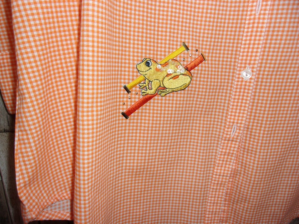Orange shirt set with embroidered Frogs appliques | eBay