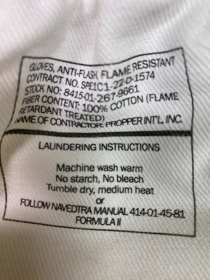 2 pairs of White Anti-Flash, Flame Resistant Gloves - NSN #8415-01-267 ...