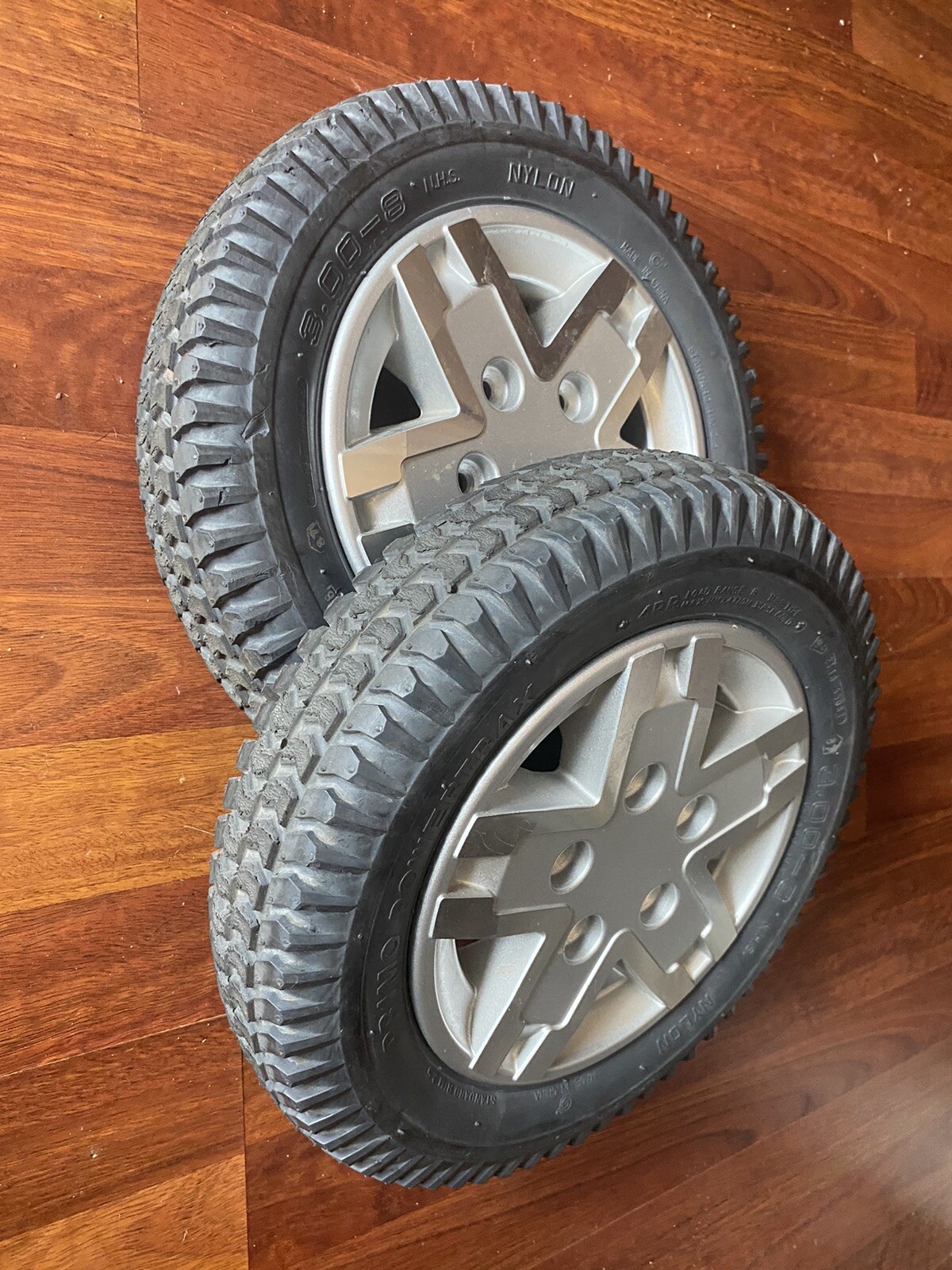 QUANTUM Q6 EDGE WHEELCHAIR 14” NEW DRIVE TIRES WHEELS 3.00-8 PAIR 5 Lug ...