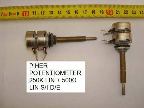 CARBON POTENTIOMETER POTENTIOMETER. PIHER 250K LIN + 500 Ohm LIN S/ID/E ...