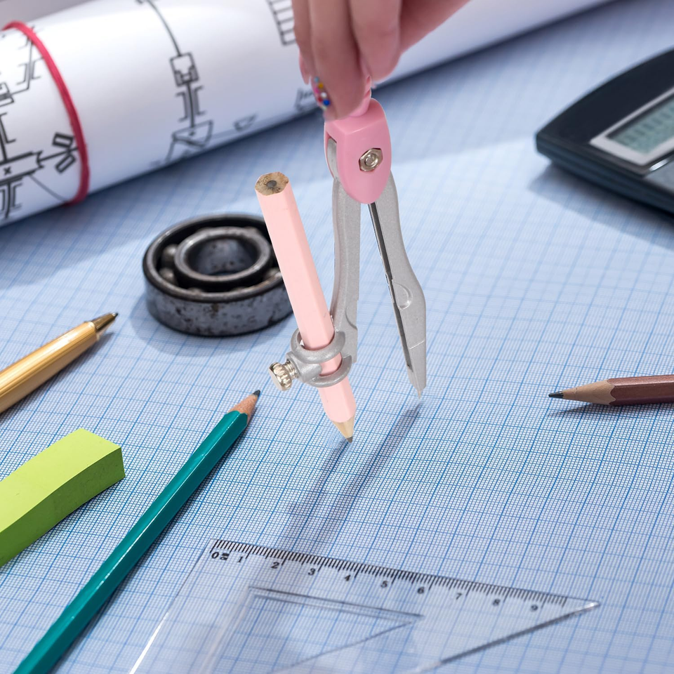 Compass Geometry Tool Protractor and Compass Set with Metal Box Drawing ...