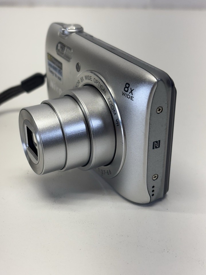 Nikon CoolPix S3700 Silver Digital Camera Wi-Fi 20.1 MP Great Condition ...