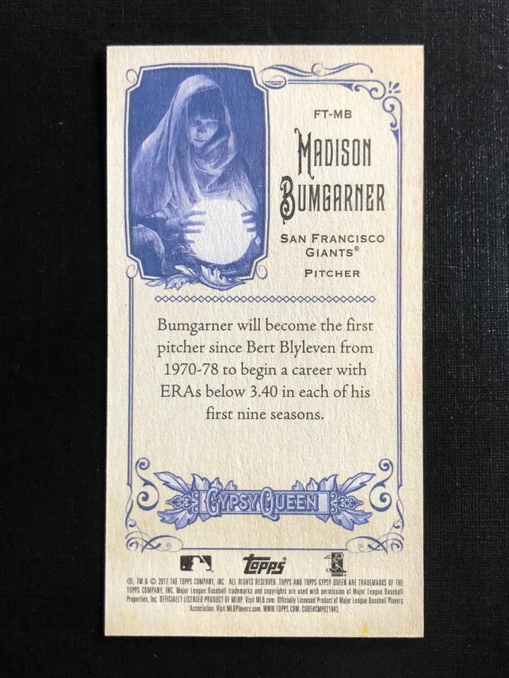 2017 Topps Gypsy Queen Madison Bumgarner Fortune Teller #FT-MB ~ $.99 ...