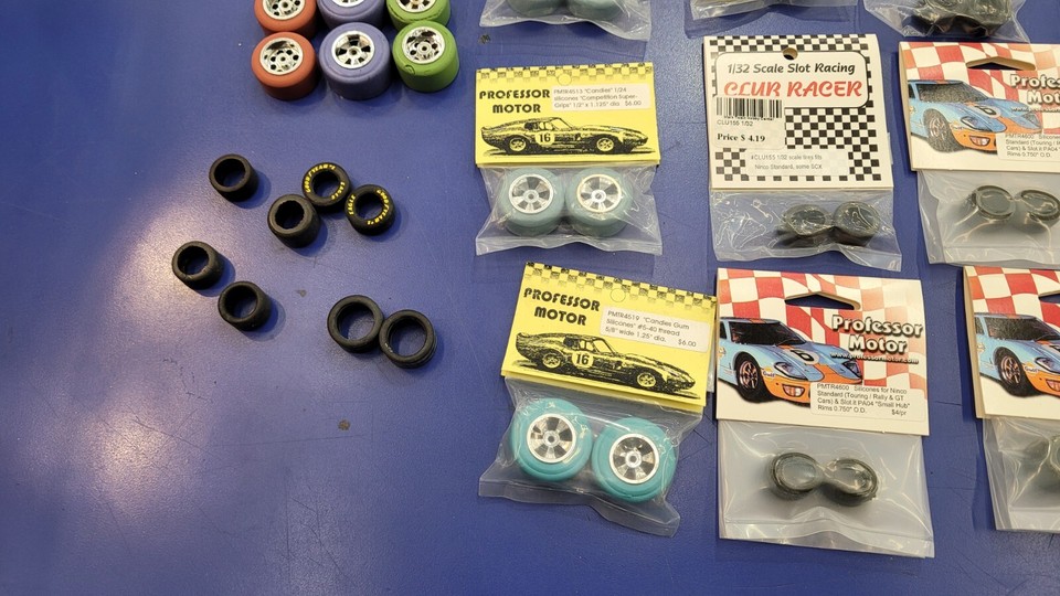 HUGE Lot of Club Motor Slot Car Wheels Tires 1/32 1/24 Rubber Professor ...
