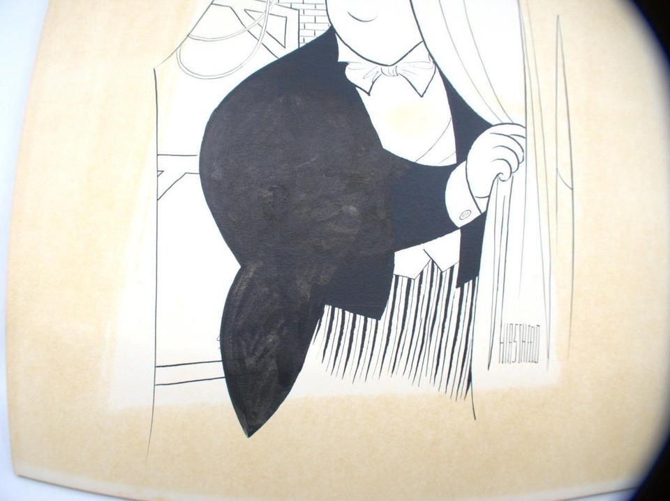 Original AL HIRSCHFELD Pen Ink on Board Signed Artwork - Robert Morley ...