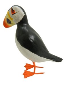 Wooden Puffin Ornament Carving - Hand Carved And Painted Puffin Bird ...