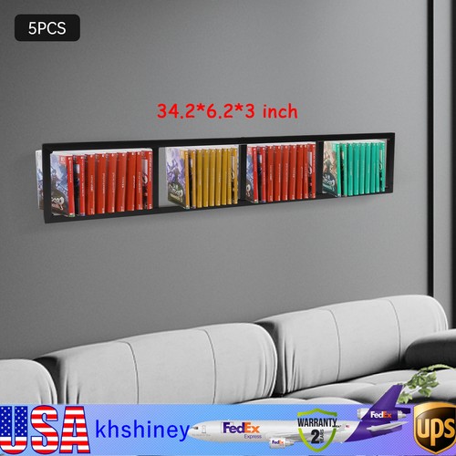 5PCS Wall Mount Media Storage Rack 34 Inch CD DVD Organizer Shelf Metal ...