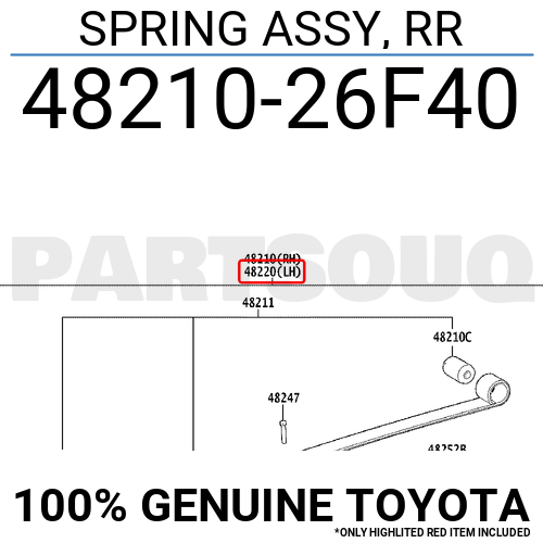 4821026F40 Genuine Toyota SPRING ASSY, RR 48210-26F40 | eBay