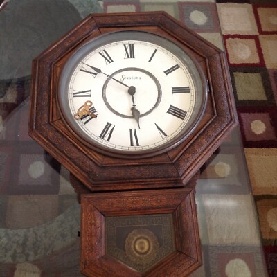SESSIONS OCTAGON SCHOOL HOUSE WALL CLOCK W/ KEY | eBay