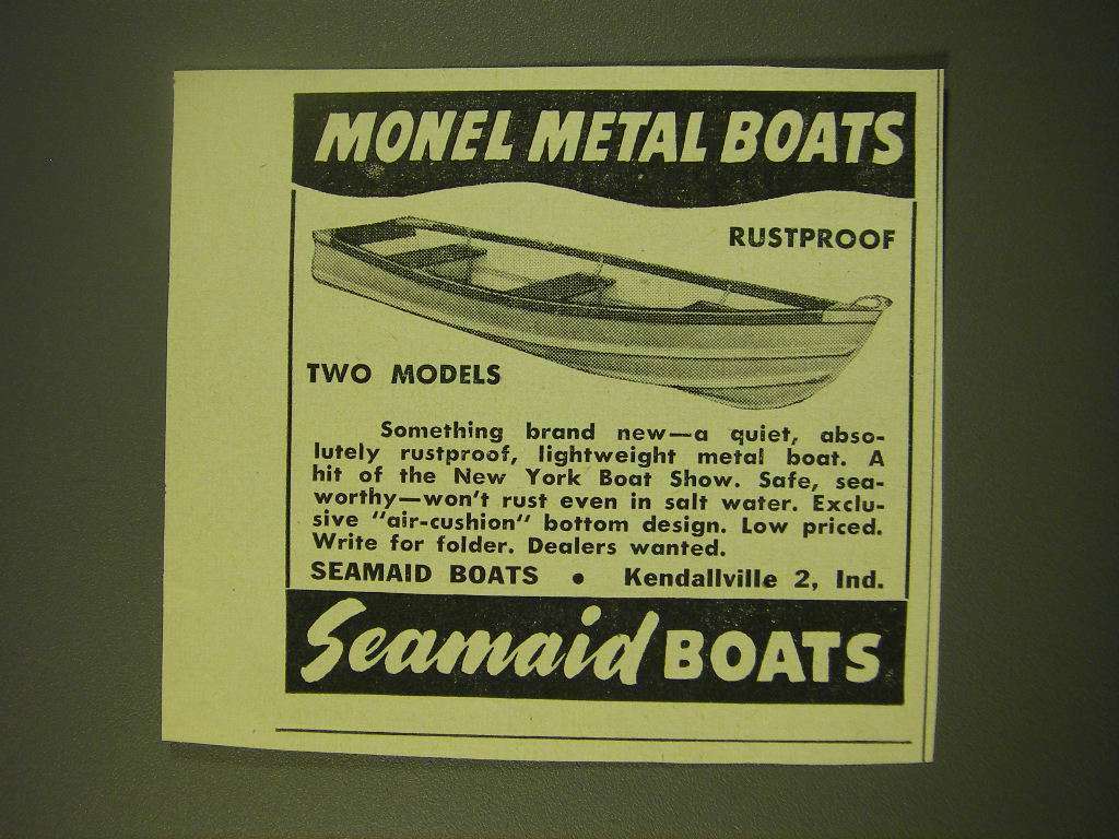 1950 Seamaid Boats Ad - Monel Metal Boats Rustproof | eBay