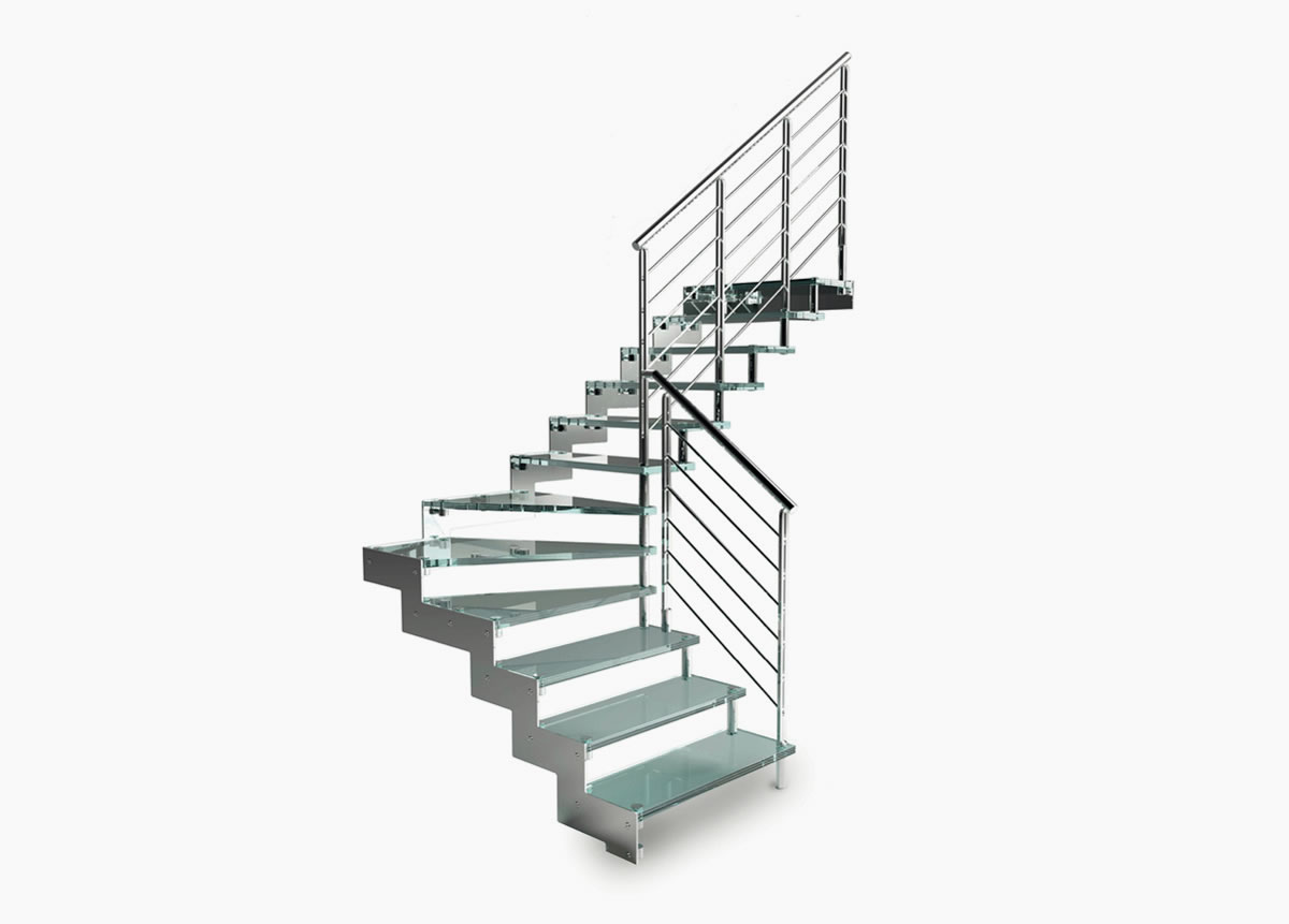 Indoor Straight or Winder Staircase Stairs Kit One Side Steel Stringer ...