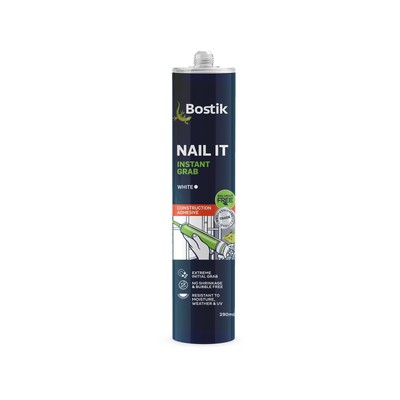 Bostik Nail It Instant Grab White: High-Tack, Multi-Surface, Odorless ...