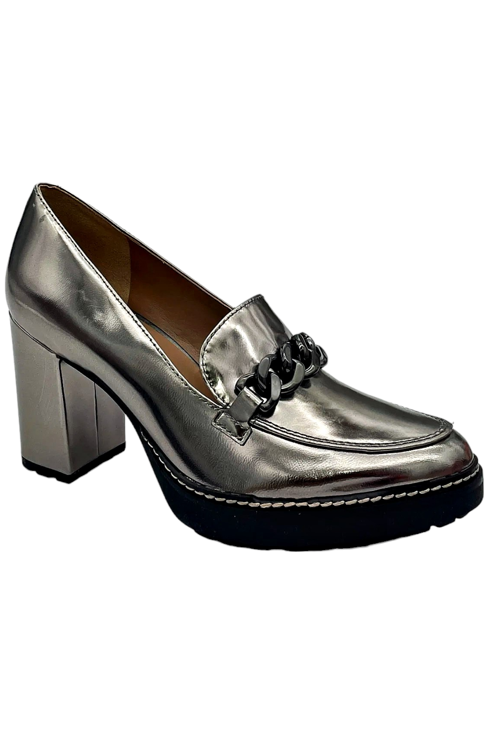 Naturalizer Callie Women's Leather Slip on Loafer Heels Pewter | eBay