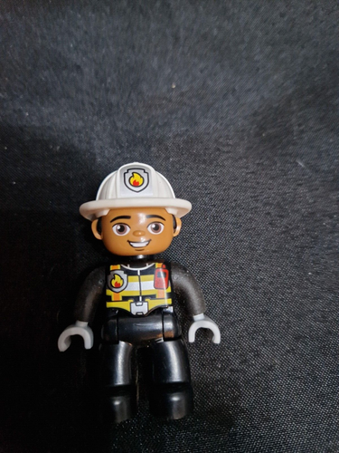 Lego Duplo Figure Fireman Fire chief, White Helmet, Black Uniform | eBay UK