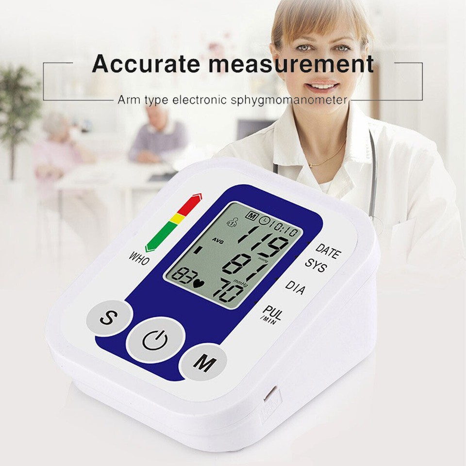 Digital Automatic Blood Pressure Monitor Upper Arm BP Machine Heart ...