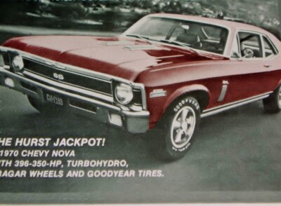 1970 CHEVY II NOVA SS 396 ORIGINAL HURST SHIFTER AD *vtg/hood/MAN CAVE ...