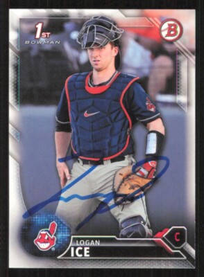 LOGAN ICE Autograph 2016 Bowman card auto CLEVELAND GUARDIANS Oregon ...