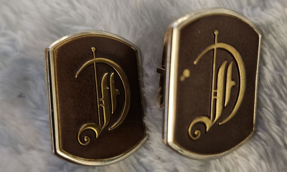 D Monogram Initial Letter Vintage SWANK Cuff Links Gold Toned Brn ...