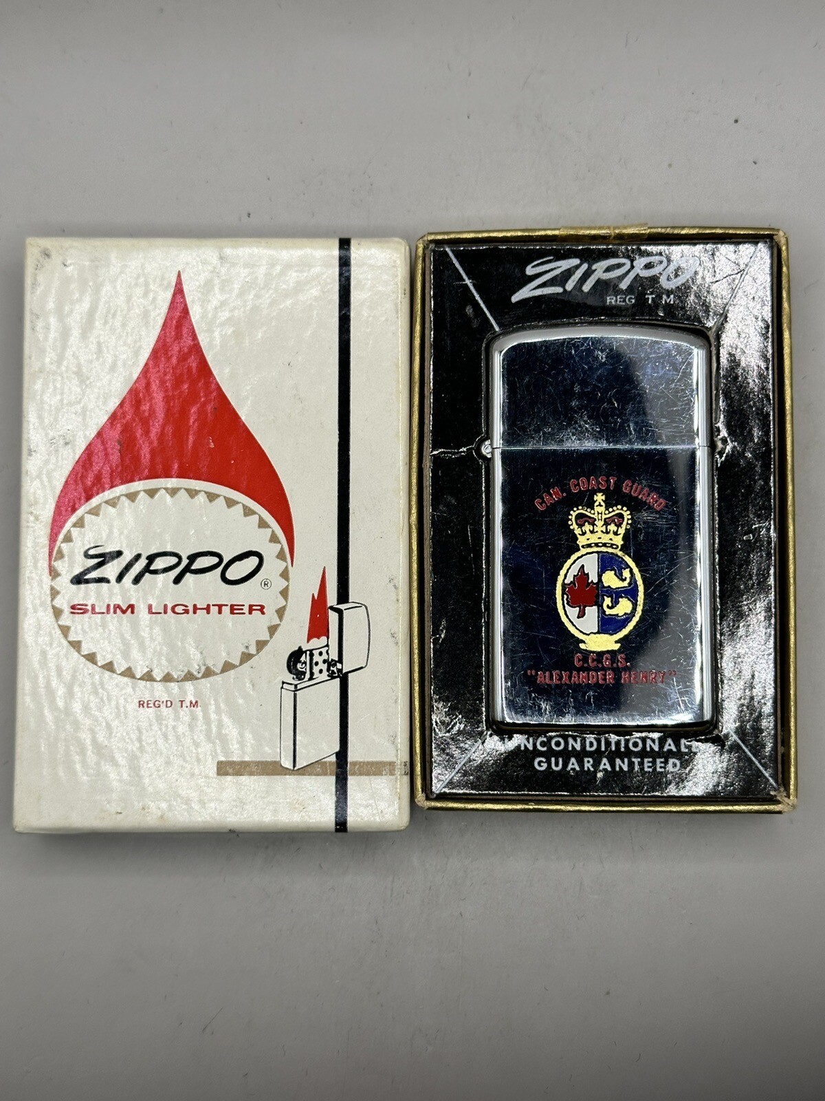 Vintage 1966 Canada Coast Guard HP Chrome Zippo In Box Niagara Falls ...