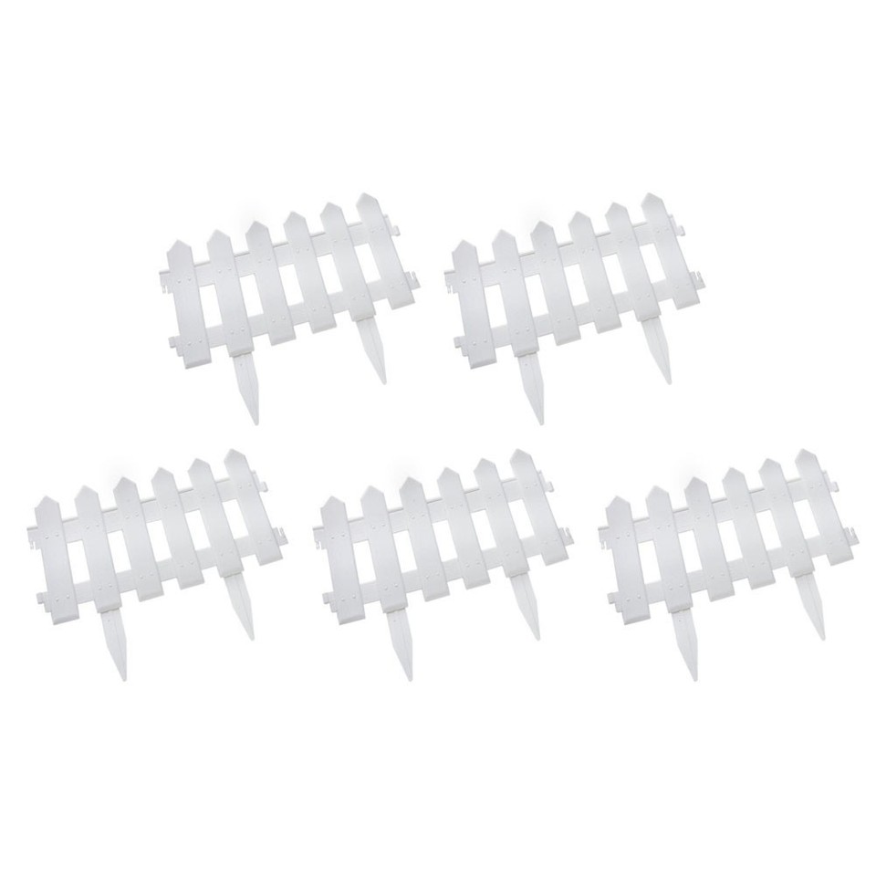 5PC White Picket Fence Panels Plastic Garden Border Edging Easy ...