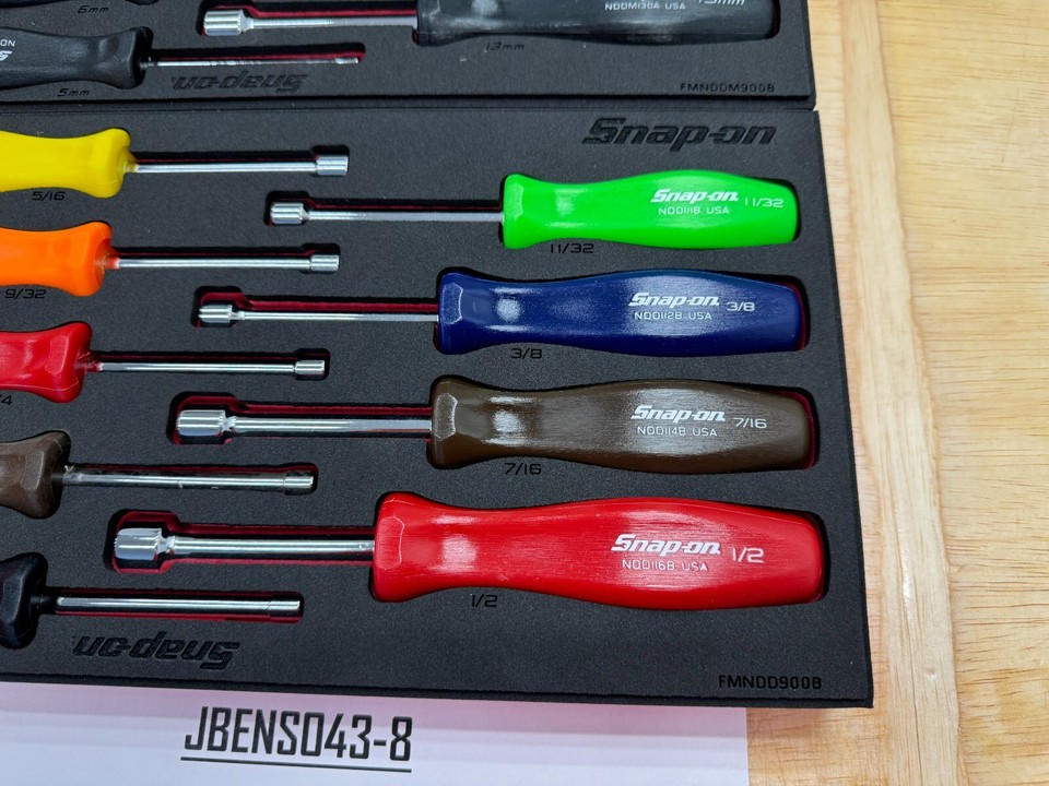 Snap-on Tools USA NEW 18pc SAE / Metric Hard Grip Nut Driver Foam Sets ...