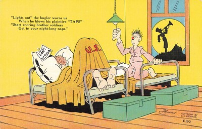 Postcard Military Comic Taps Artist Signed Max Halverson Kropp Linen ...