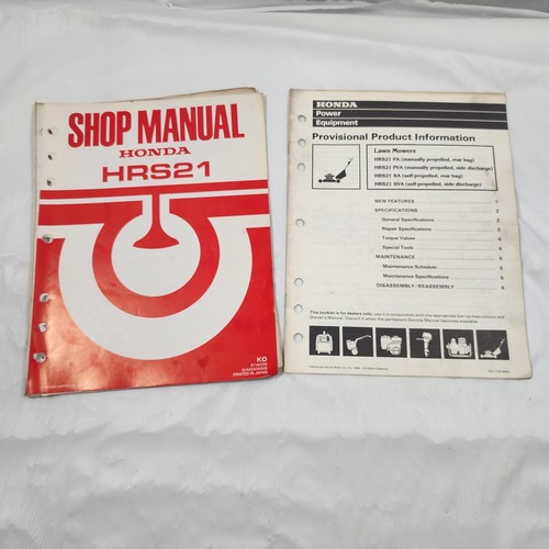 Honda Shop Service Repair Manual Book Lawn Mower Lawnmower HRS21 HRS 21 ...
