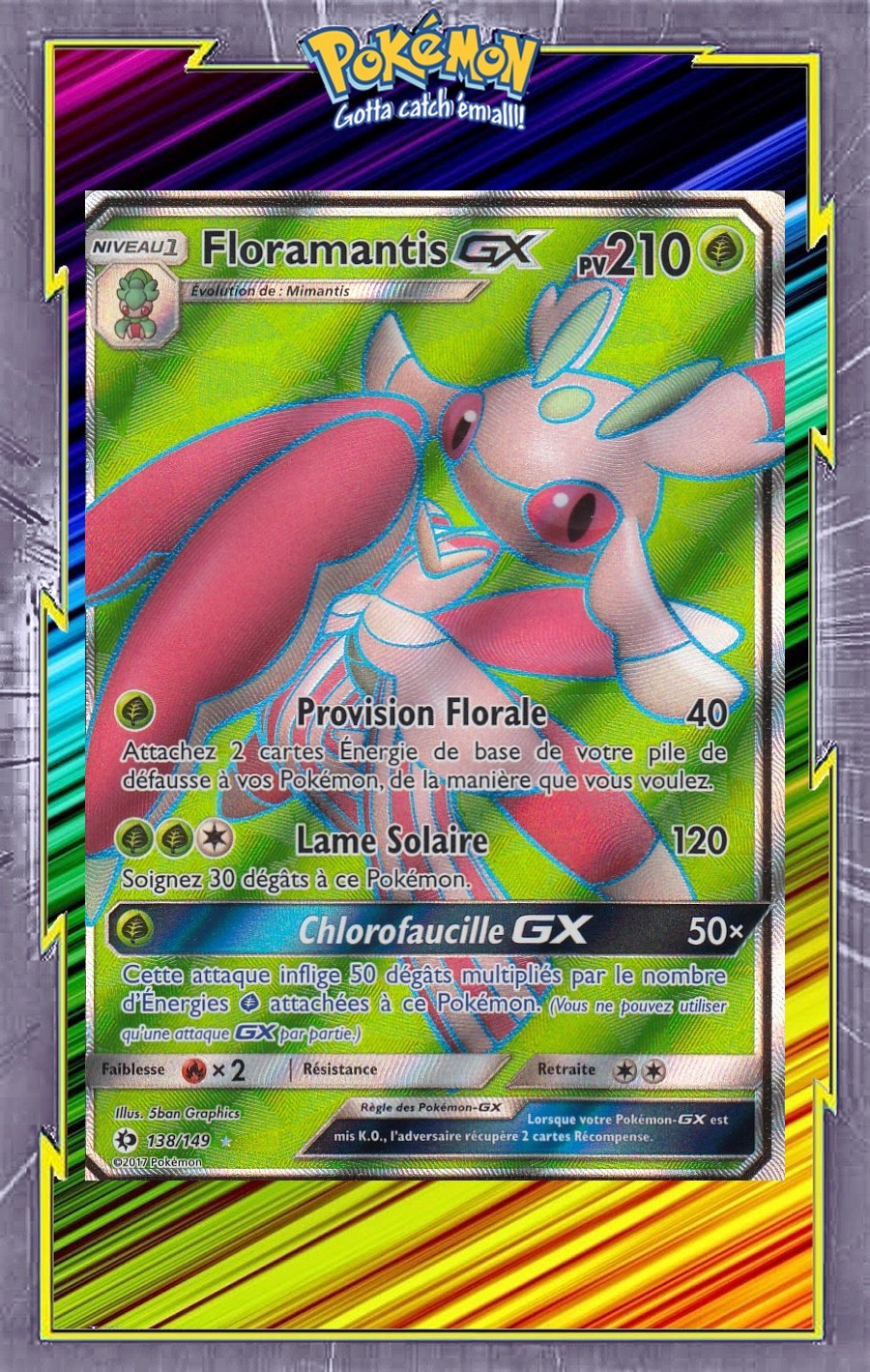 Floramantis GX Full Art -SL1 - 138/149 - Carte Pokemon Neuve Française ...