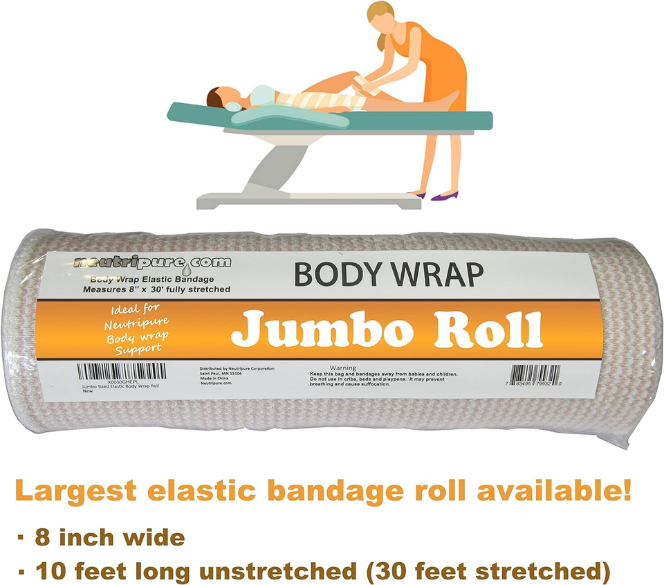 Neutripure Elastic Stretch Body Wrap - Bandage with Velco - 8 Inch Wide ...