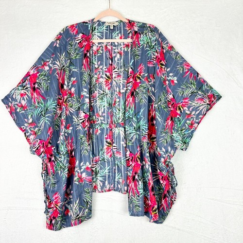 Haute Hippie Claire Tropical Floral Kimono Cover Up 1X Macaw Birds ...