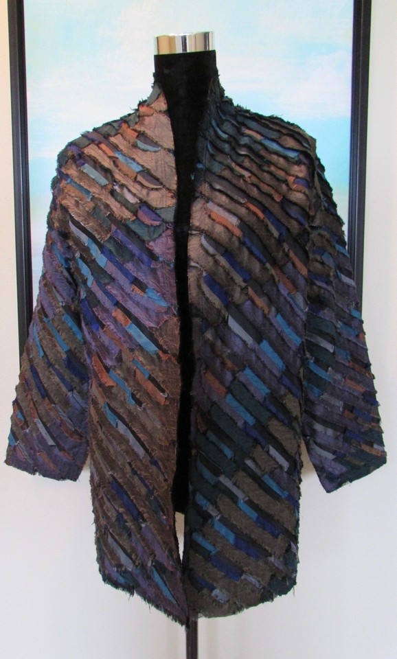 $1600 Tim Harding Textile Art Jacket Turquoise/Purple 100% Silk Art ...