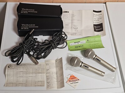 2x Vintage Microphone Technics RP-3570 + 2x 5m cable (xlr-6.3jack) made ...