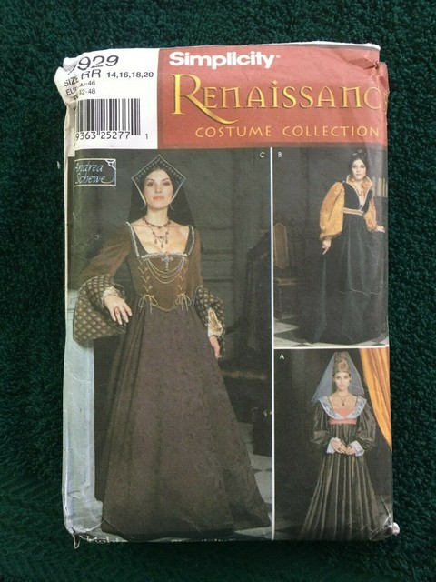 Simplicity Renaissance Costume 9929 Collection Gown Uncut Pattern Hats ...