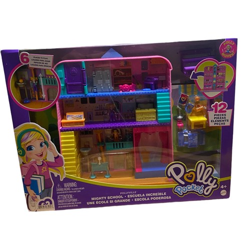 NEW Polly Pocket Pollyville Mighty School Playset Lockers Desk Gym ...