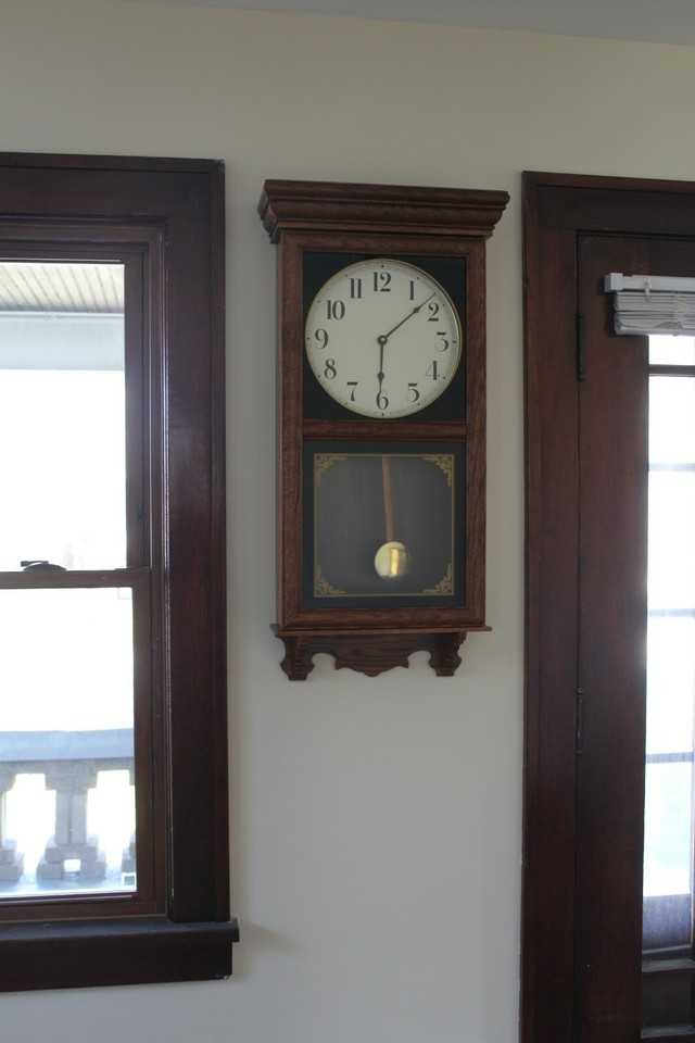 WISCONSIN Clock Co. Reproduction Oak Advertisement Regulator Wall Clock ...