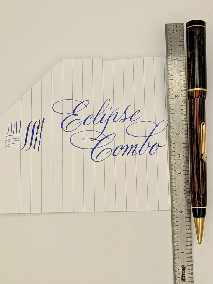 Eclipse Red Woodgrain Fountain Pen & Pencil Combo 14k Flexible Gold Nib Restored | eBay