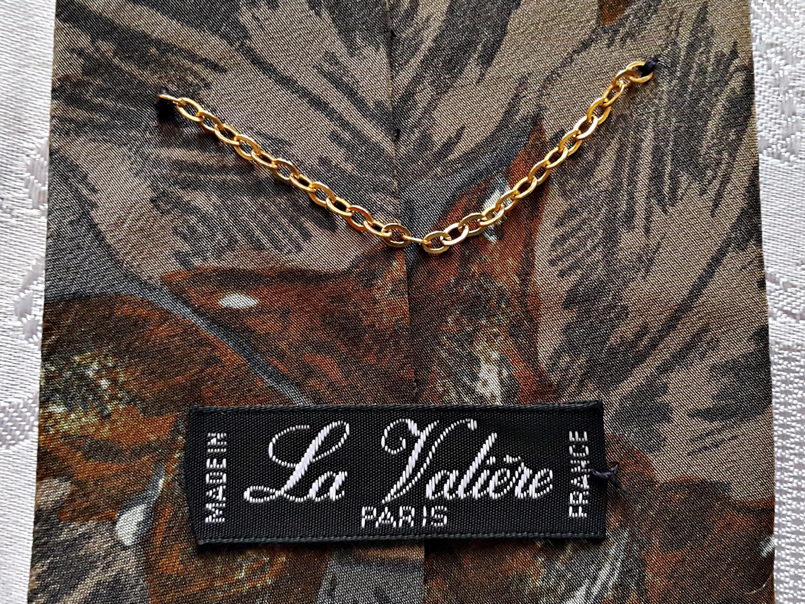 GENTS VINTAGE AUTHENTIC LA VALIERE PARIS FLORAL OLIVE GREEN SILK MEN'S ...