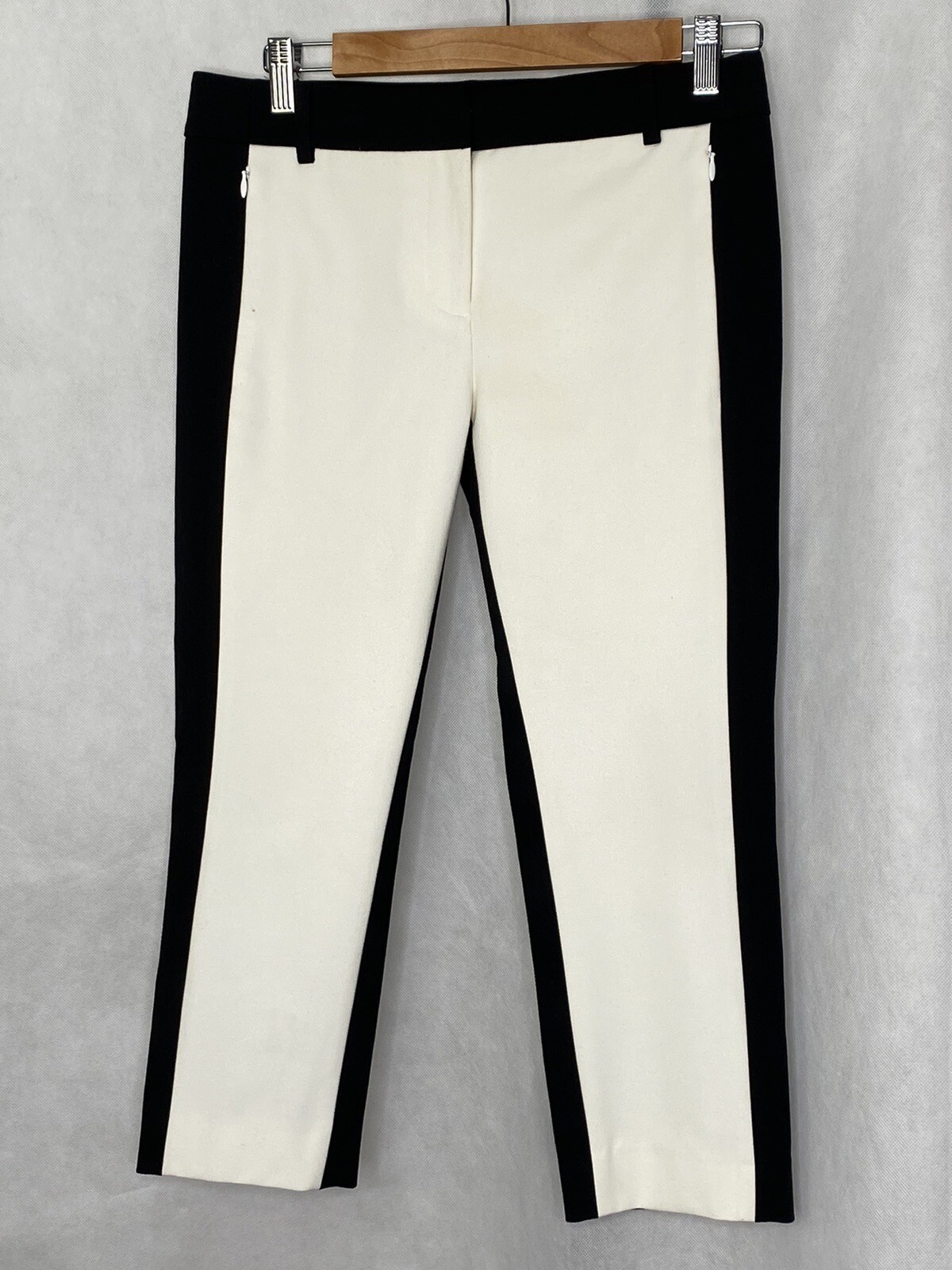 TIBI City stretch Colorblock cropped pants trousers 2 Tone Black White ...