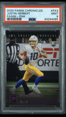 Justin Herbert 2020 Chronicles Panini Pink Parallel Rookie Card RC PSA ...