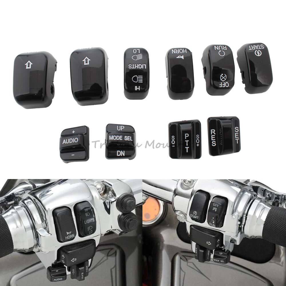 Black Hand Control Switch Button Caps Fit For Harley Touring FLHTCU ...