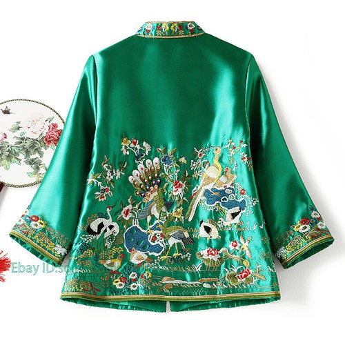 Womens Embroidered Tang Short Jackets Silk Retro Single Short Coat ...